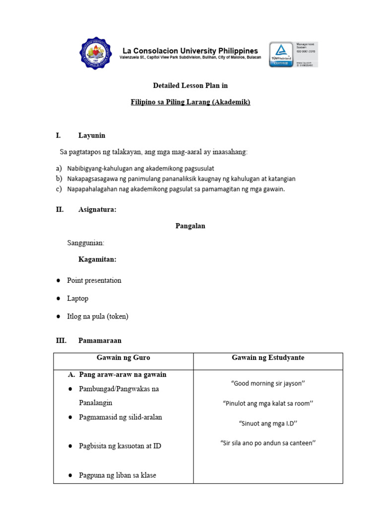 Lesson Plan Demo Teaching Format Tagalog (Repaired) | PDF