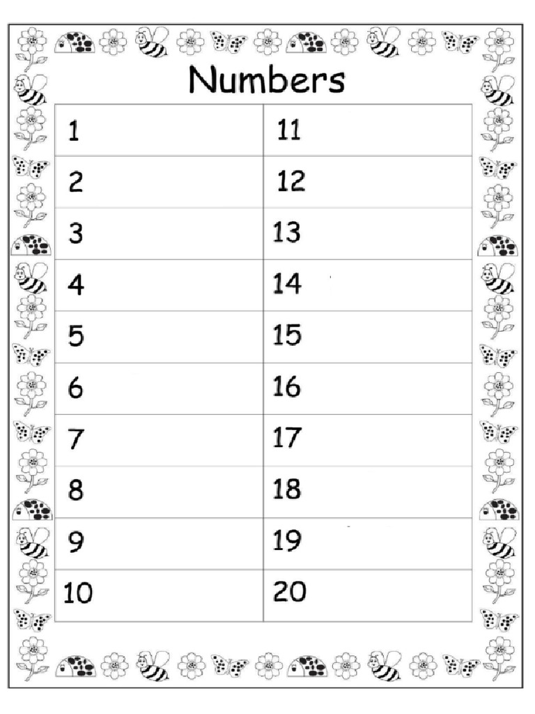 Numbers 1-29 Empt | PDF