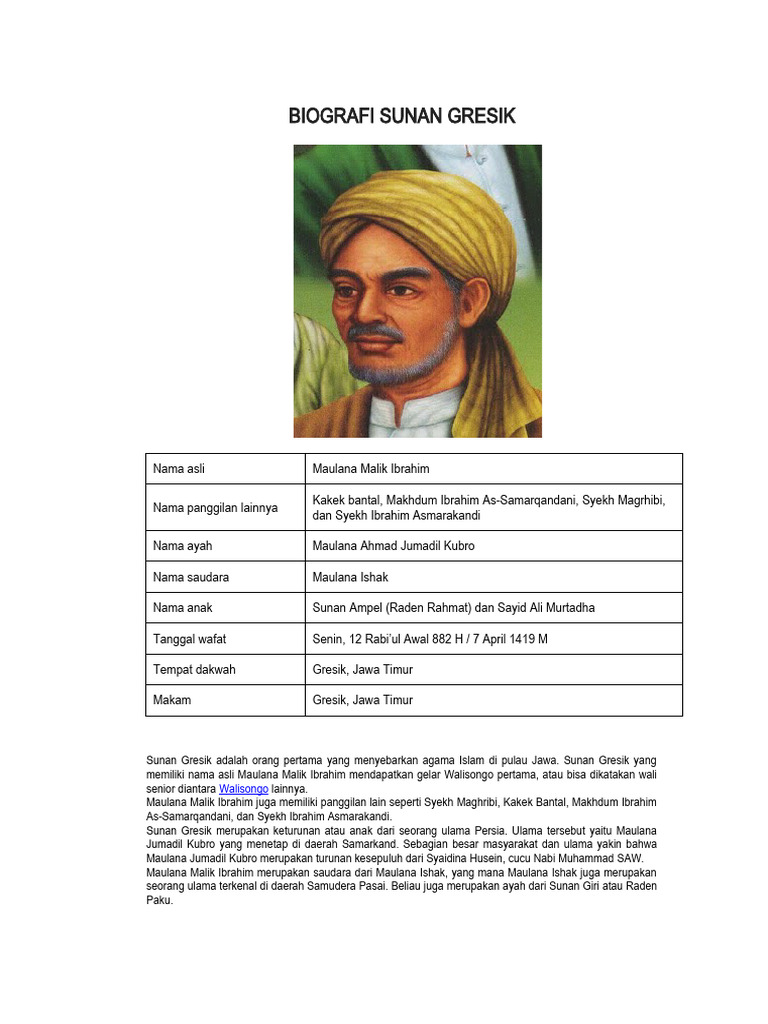 Biografi Sunan Gresik | PDF
