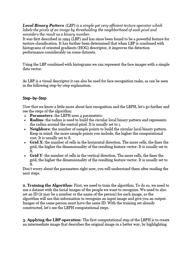 Local Binary Pattern | PDF | Signal Processing | Computer Vision Local Binary Pattern | PDF | Signal Processing | Computer Vision