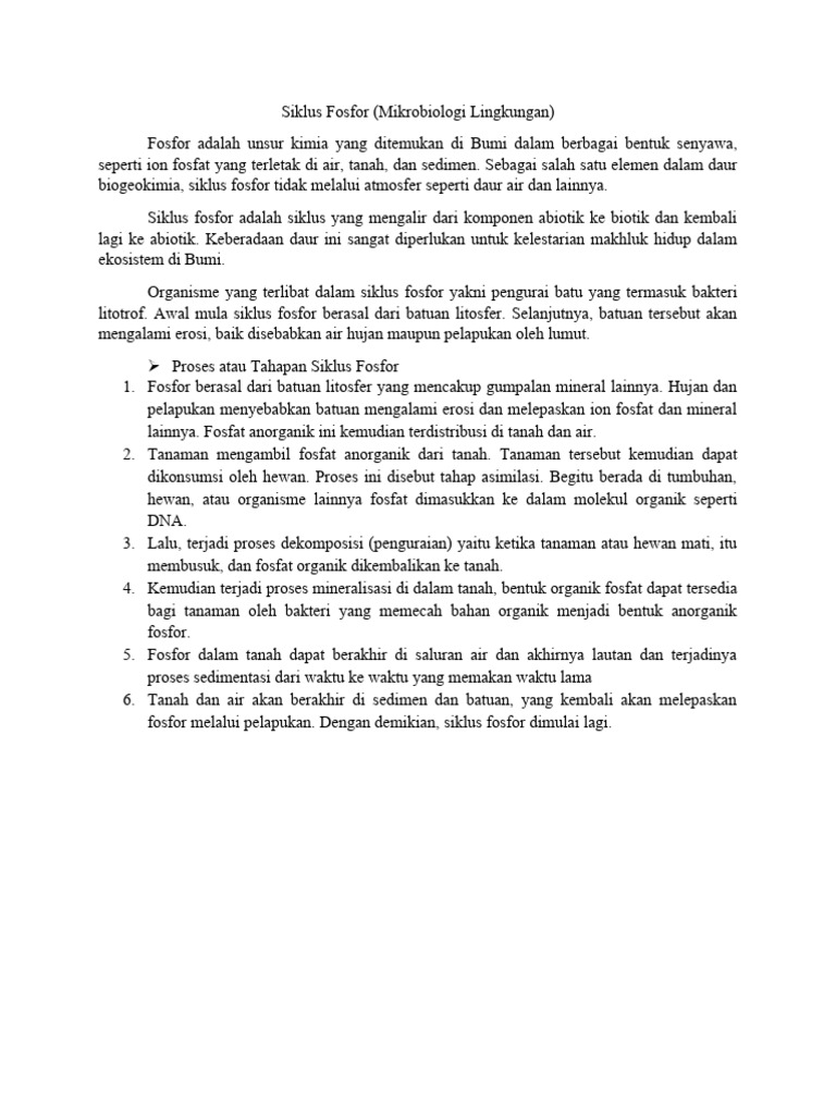Proses Siklus Fosfor dalam Ekosistem | PDF