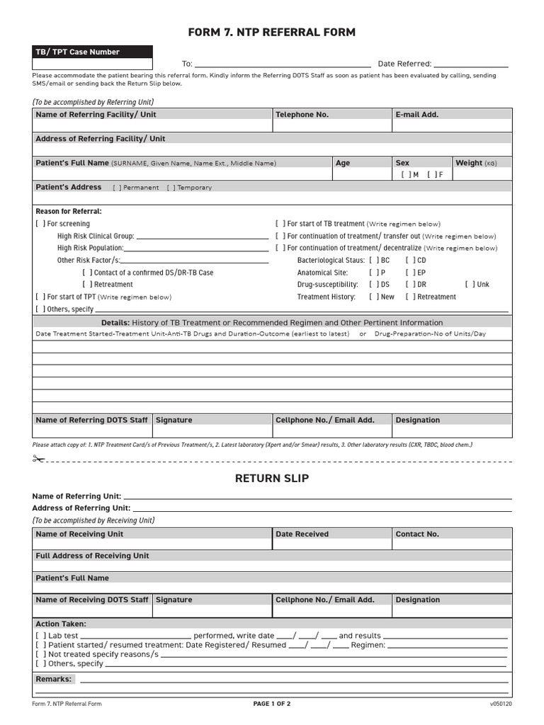 Form 7 v050120 | PDF | Patient | Clinical Medicine