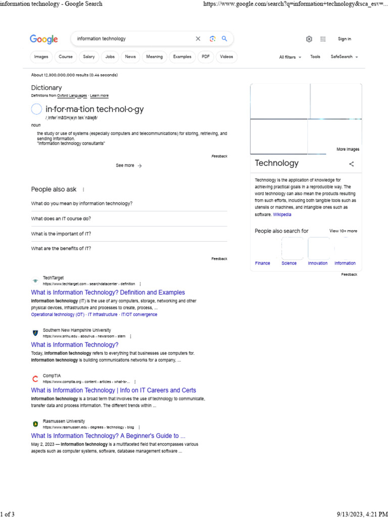 Information Technology - 1 | PDF | Information Technology | Information