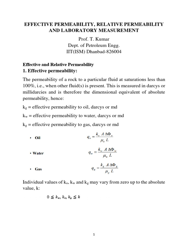 3a - Effective and Relative Permeability and Measurement | PDF ...