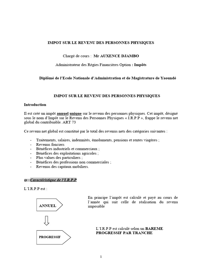 Cours Irpp | PDF | Impôt sur le revenu | Salaires