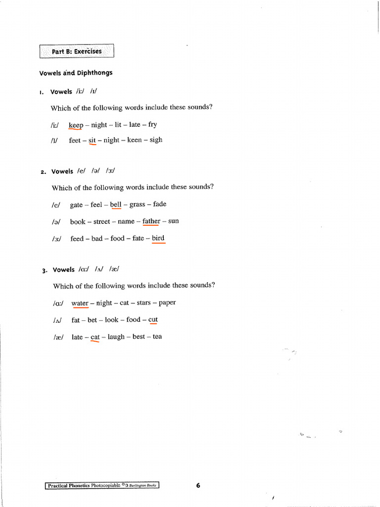 Practical Vowels, Dipthong Exercises With KEY | PDF