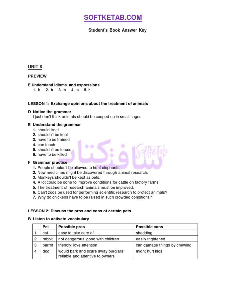 Summit 1b Student's Book Answer Key - Third Edition | PDF | Predation ...