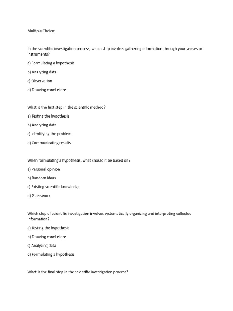 Multiple Choice | Download Free PDF | Scientific Method | Hypothesis