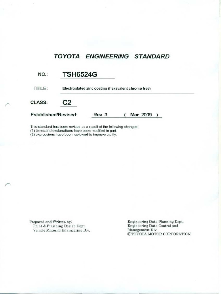 TSH6524G-Electroplated Zinc Coating (Hexavalent Chrome Free) Rev.3 | PDF