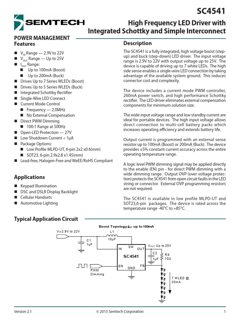 SC4541 Rev.2.1 | PDF | Rectifier | Light Emitting Diode
