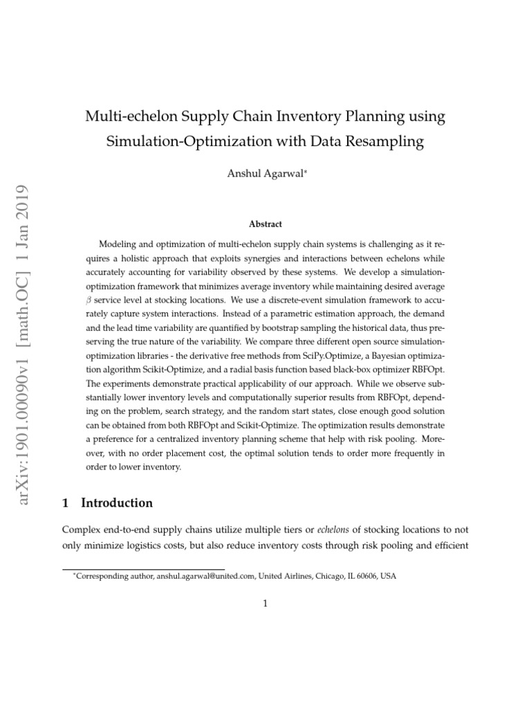 Multi-Echelon Supply Chain Inventory Planning Using Simulation-Optimization With Data Resampling ...