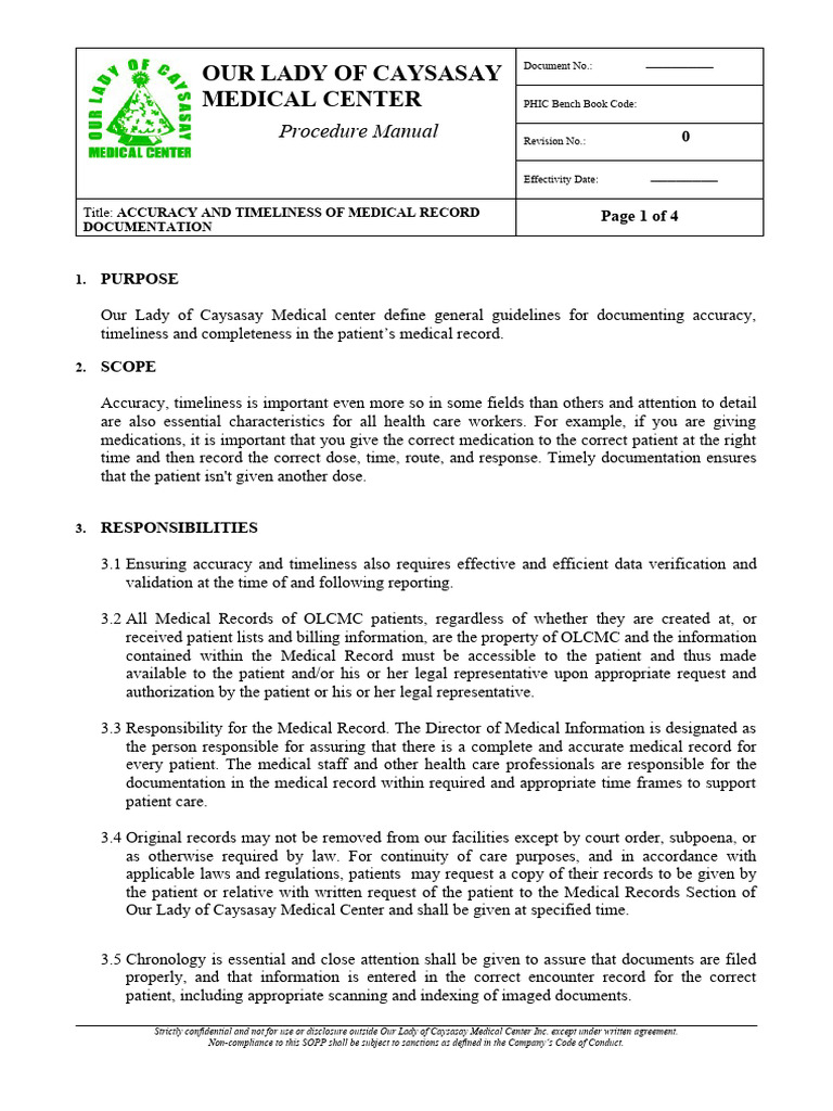 Procedure Manual | PDF | Medical Record | Confidentiality