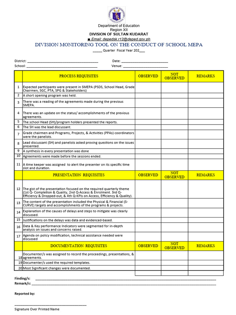 MEPA mONITORING TEMPLATE | PDF