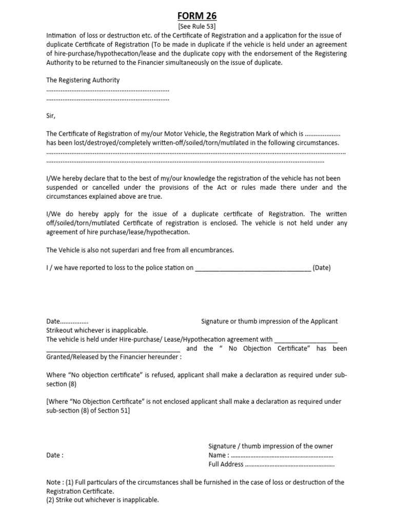 Form 26 | Download Free PDF | Property Law | Business Law