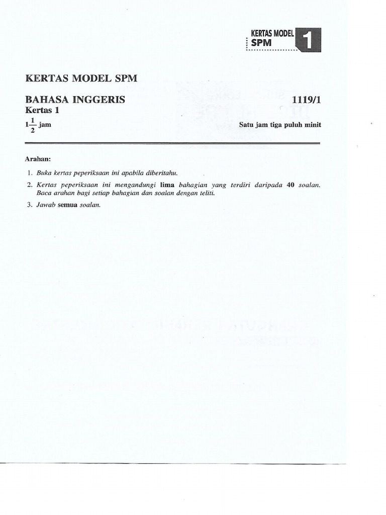 Kertas Model SPM - 1 - Kertas 1 | PDF