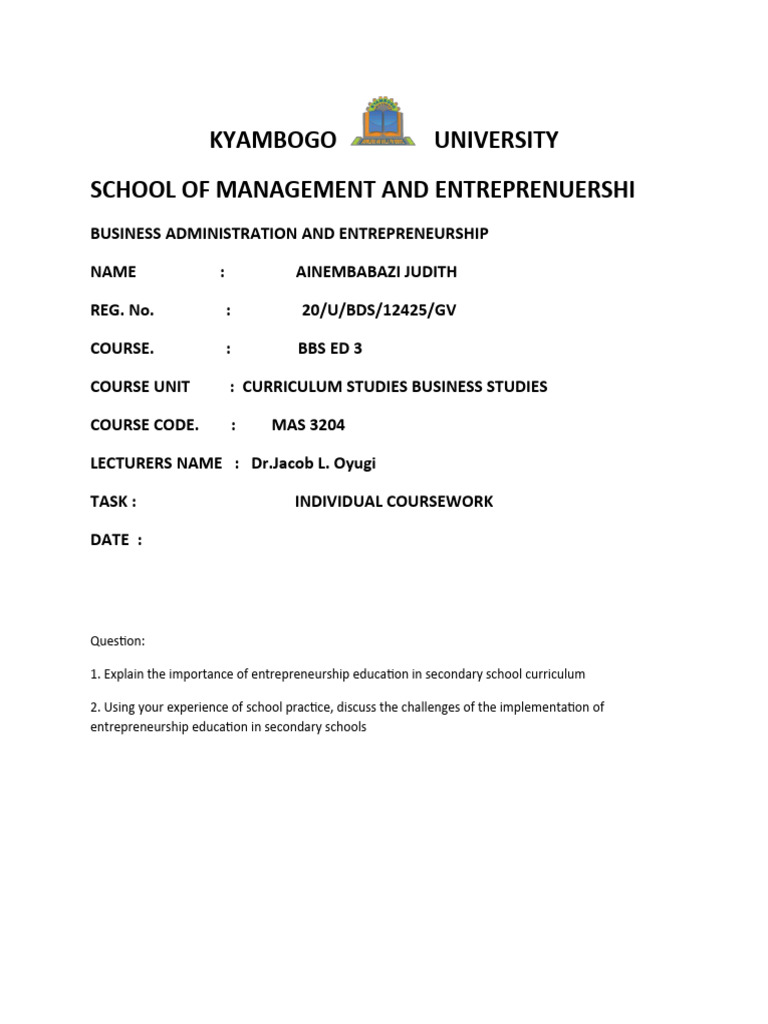 Business Curriculum Notes | Download Free PDF | Entrepreneurship | Teachers