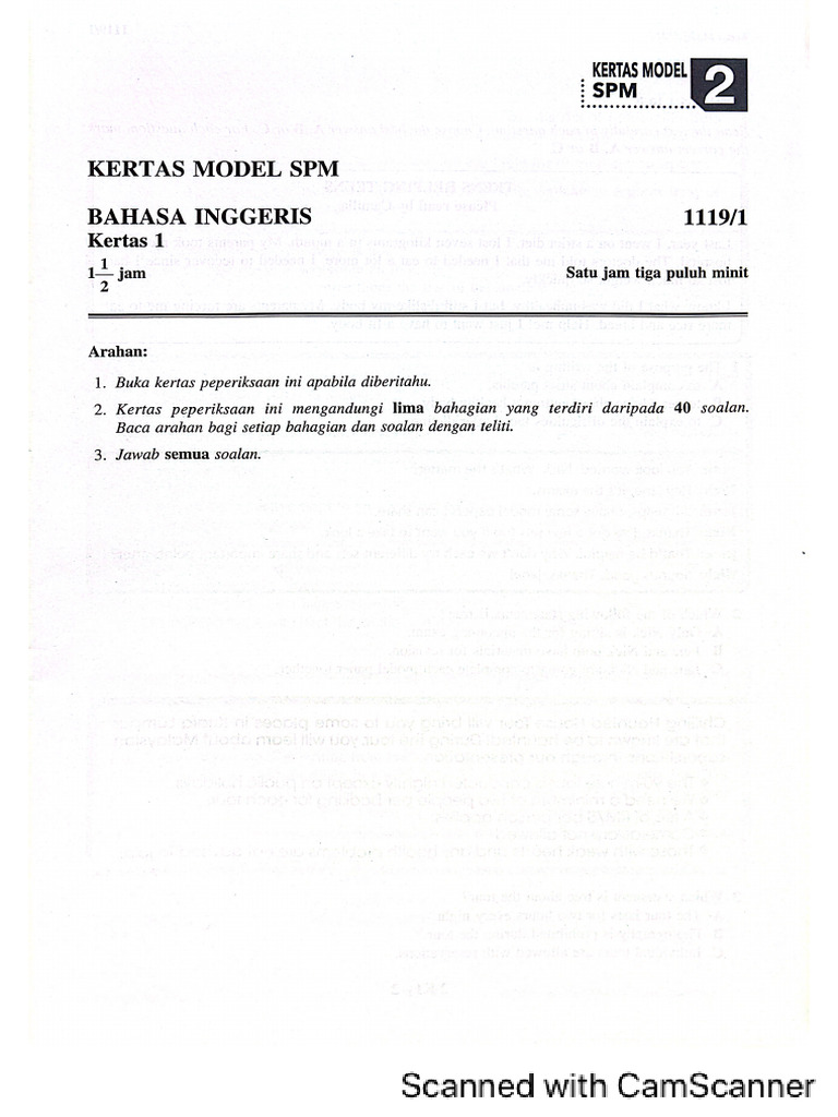 Kertas Model SPM - 2 - Kertas 1 | PDF