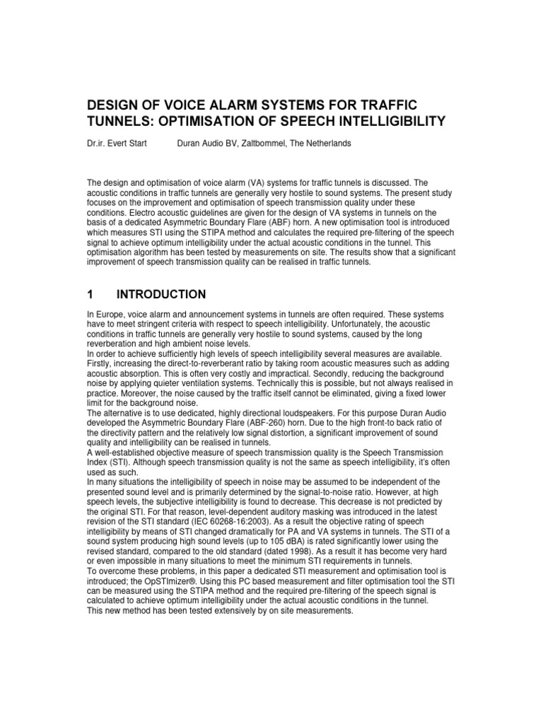 Duran Audio VA Systems in Tunnels | PDF | Telecommunications Engineering | Electronics