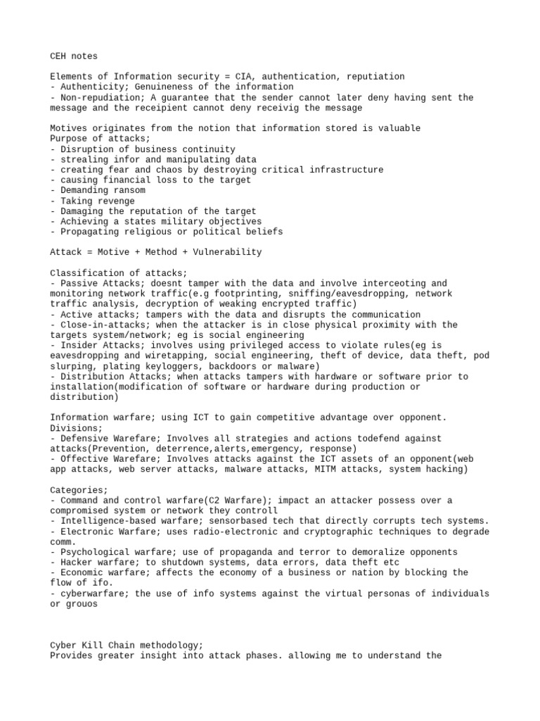 CEH Notes | PDF | Security | Computer Security