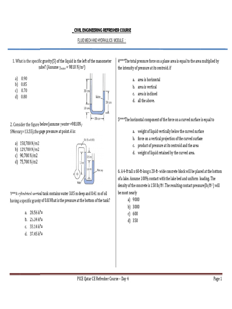 Day 4 Module - Hydraulics | Download Free PDF | Pressure | Buoyancy