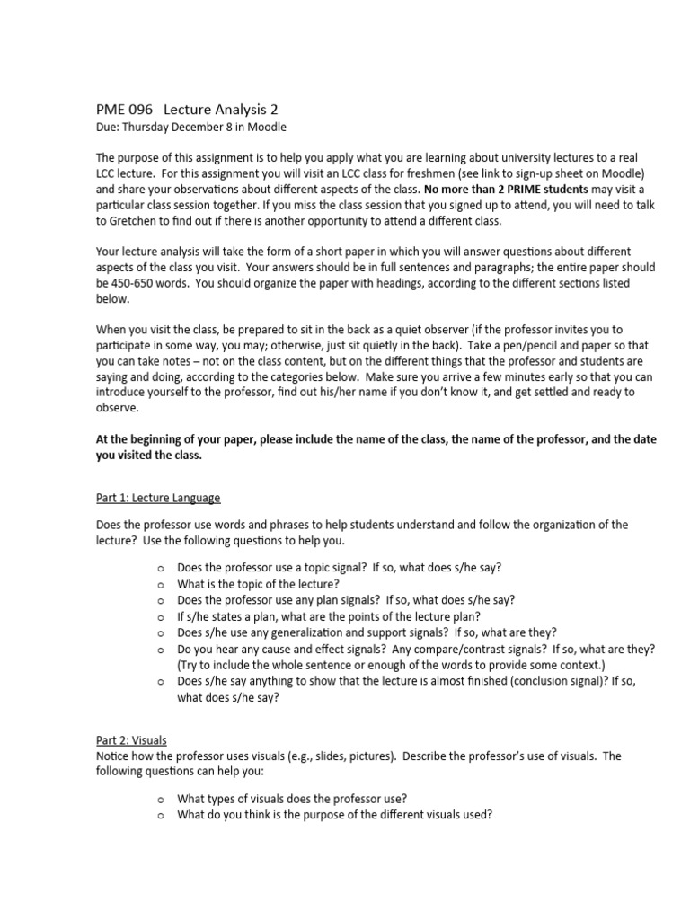 Lecture Analysis 2 Pdf Gesture Cognition
