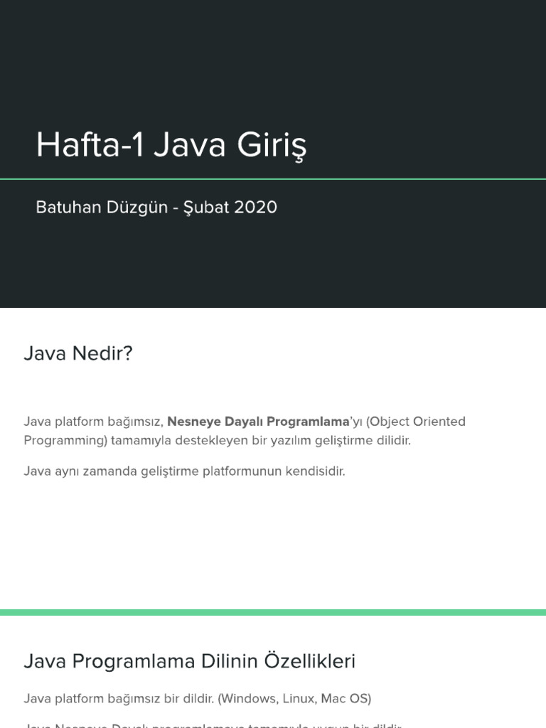 Sunum-Hafta-1 Java Giriş | PDF