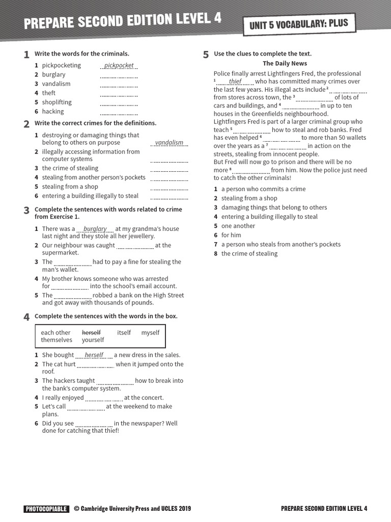 PREPARE 4 Vocabulary Plus Unit 05 | PDF | Theft | Burglary