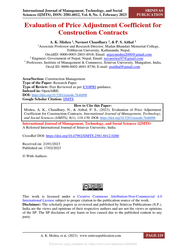Evaluation of Price Adjustment Coefficient For | PDF | Cost | Prices