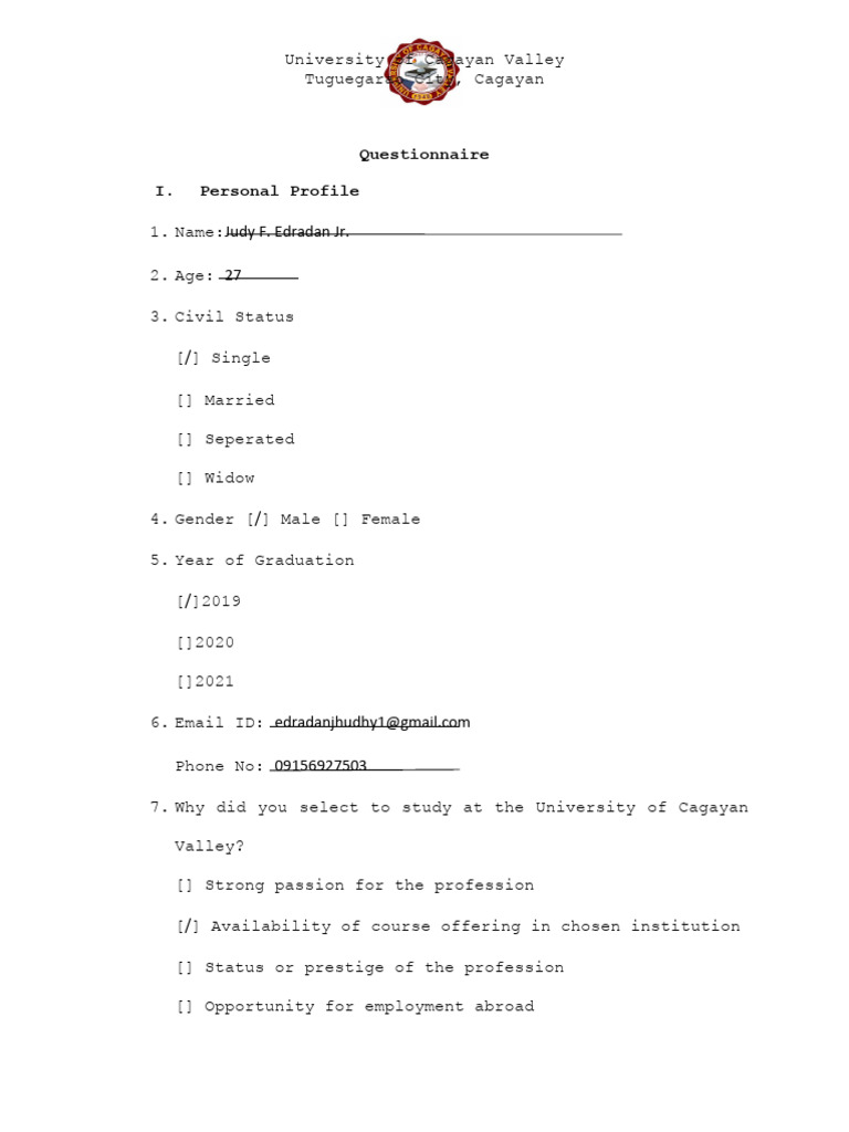 Questionnaire | PDF | Learning | Cognition