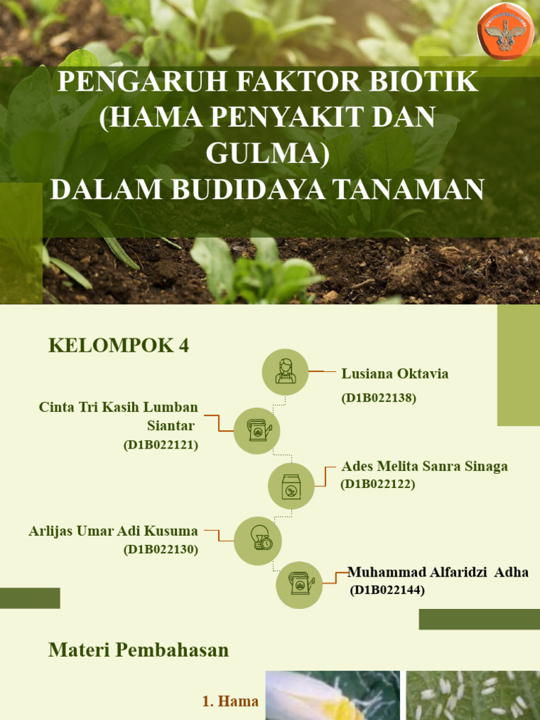 Pengaruh Faktor Biotik (Hama Penyakit Dan Gulma) Dalam Budidaya Tanaman ...