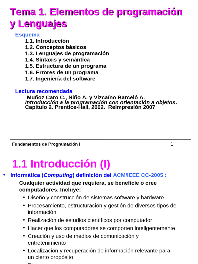 Programacion 1 | PDF | Programación de computadoras | Lenguaje de programación
