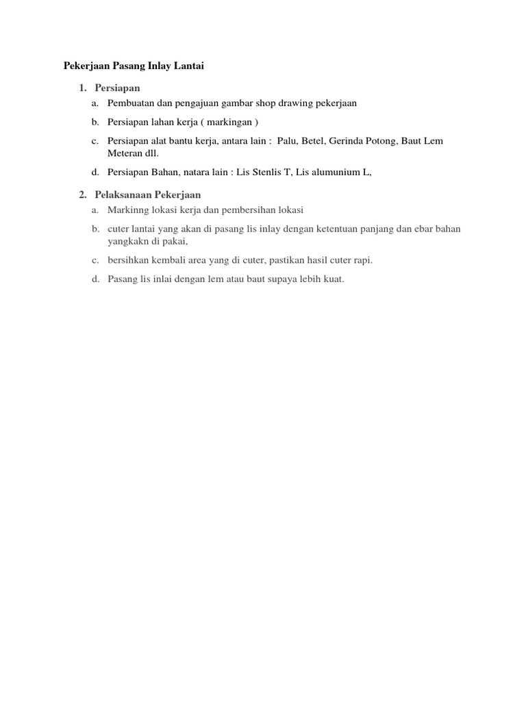 Pekerjaan Pasang Inlay Lantai | PDF | Griya & Taman | Teknologi & Rekayasa