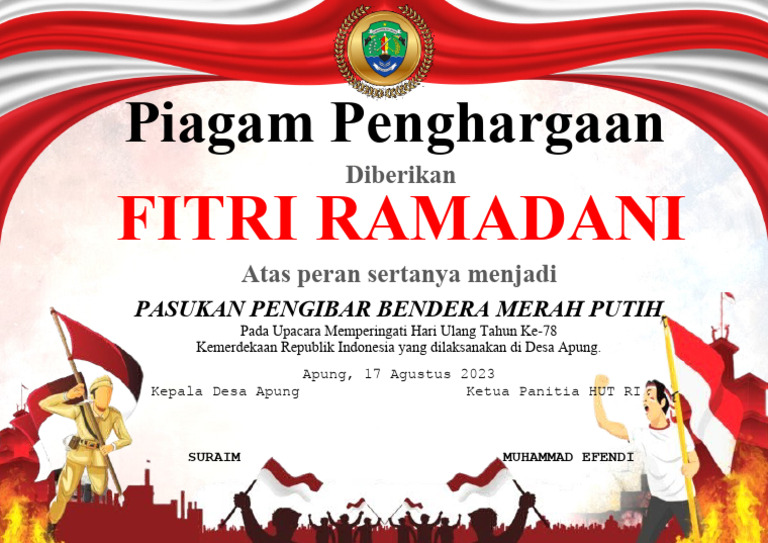 Piagam Penghargaan Paskibraka 2023 | PDF