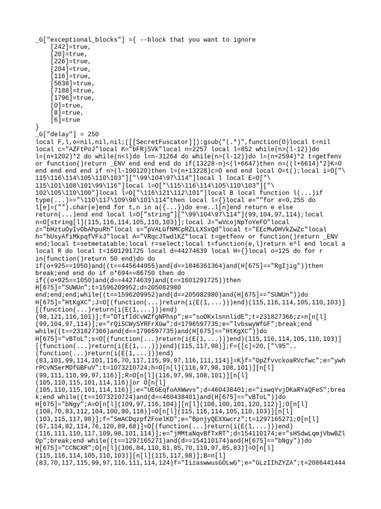 Lua Obfuscation Code Example | PDF