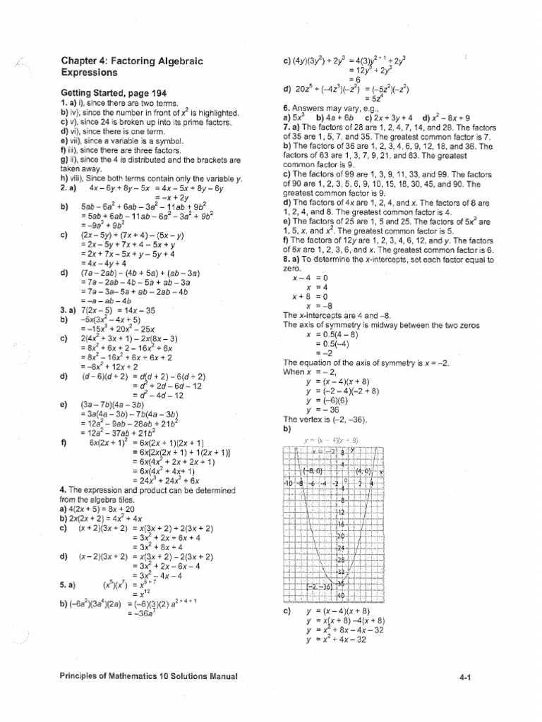 MPM2D Chapter 4 Solutions | PDF