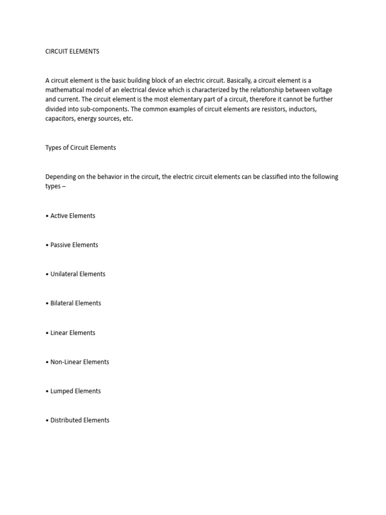 Circuit Elements | PDF | Electrical Network | Passivity (Engineering)