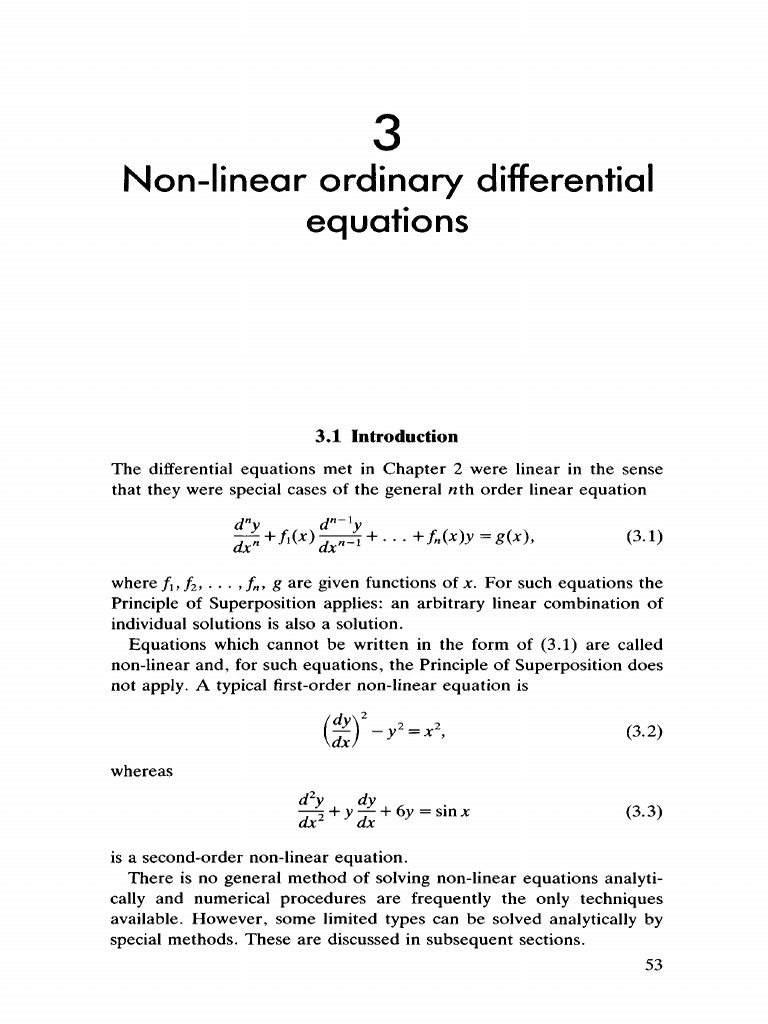 Non-linear Differential Equations | PDF | Nonlinear System ...