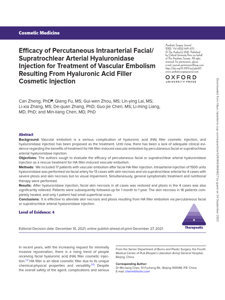 Efficacy of Percutaneous Intraarterial Facial Supratrochlear Arterial ...