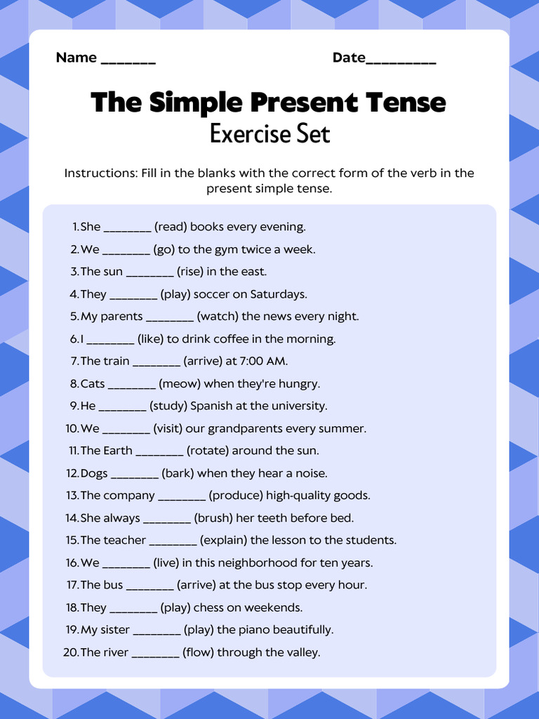 Purple White Simple The Simple Present Tense Elementary Grammar ...