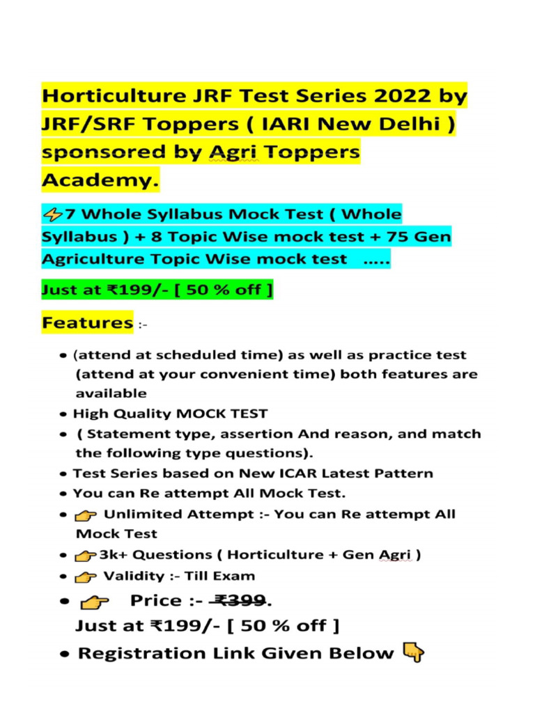 Horticulture JRF Test Series Schedule | PDF