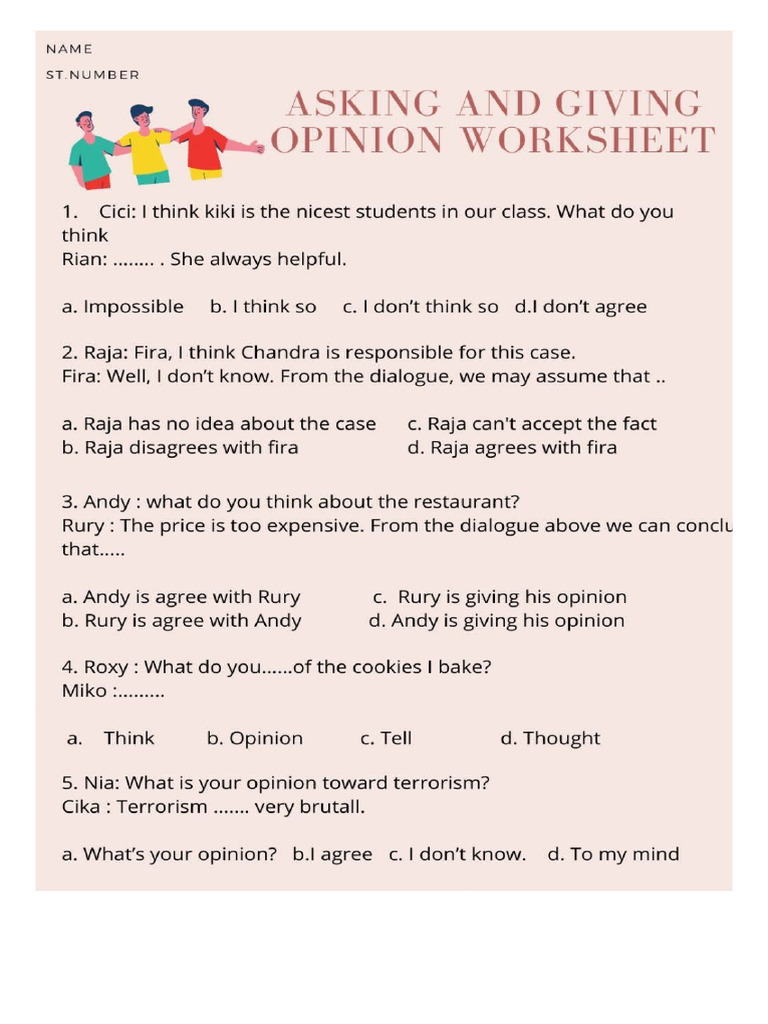 Dialogs for Expressing Opinions | PDF | Games & Activities