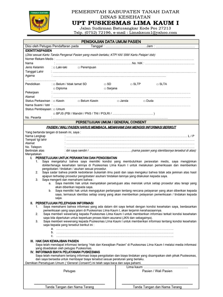 Form Kajian Data Umum Dan General Consent | PDF | Pengembangan Diri