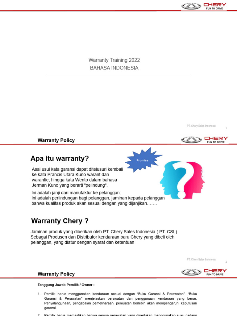 Chery Tiggo 7 & 8 Warranty Details | PDF