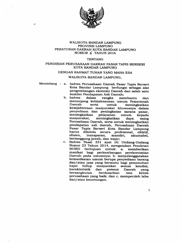 Perda Nomor 6 Tahun 2016 | PDF