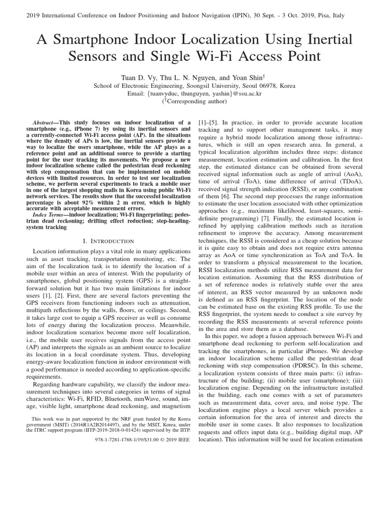 54 - A Smartphone Indoor Localization Using Inertial Sensors and Single ... 54 - A Smartphone Indoor Localization Using Inertial Sensors and Single ...