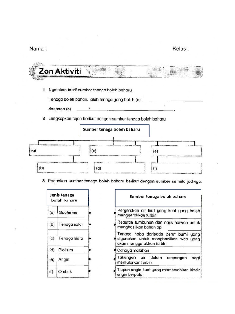 Rbt Tahun 5 Tenaga Boleh Baharu | PDF