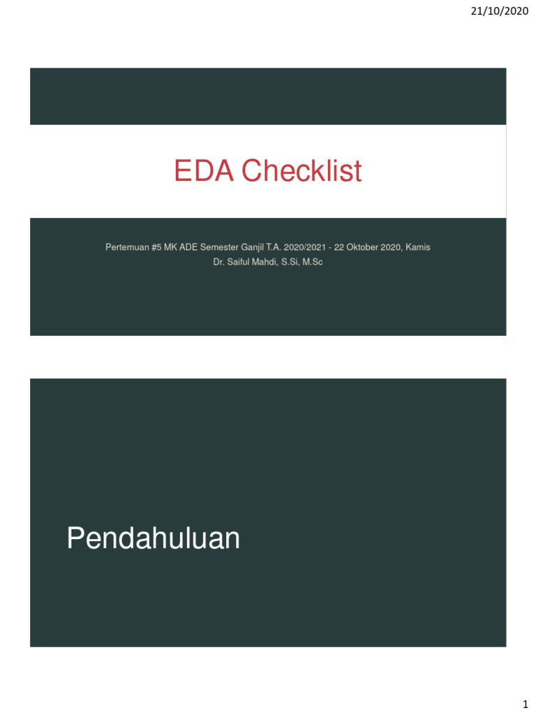 EDA Checklist for Data Analysts | PDF | Data | Data Management