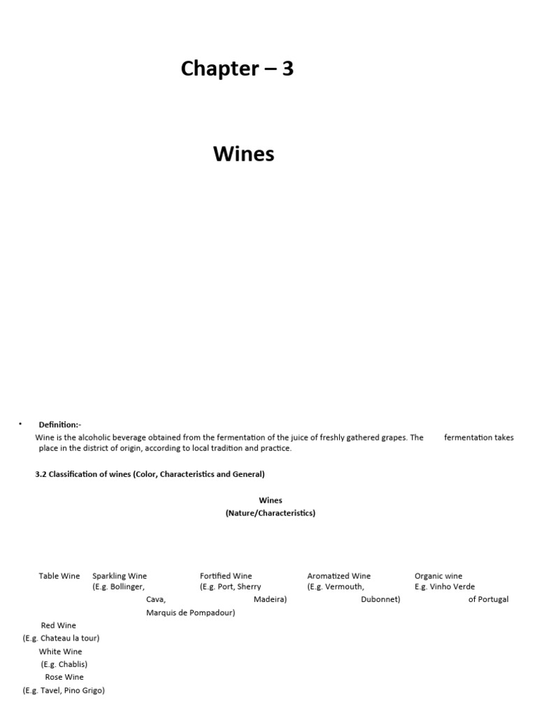 Chapter 3 Wines | PDF | Wine | Fermented Drinks