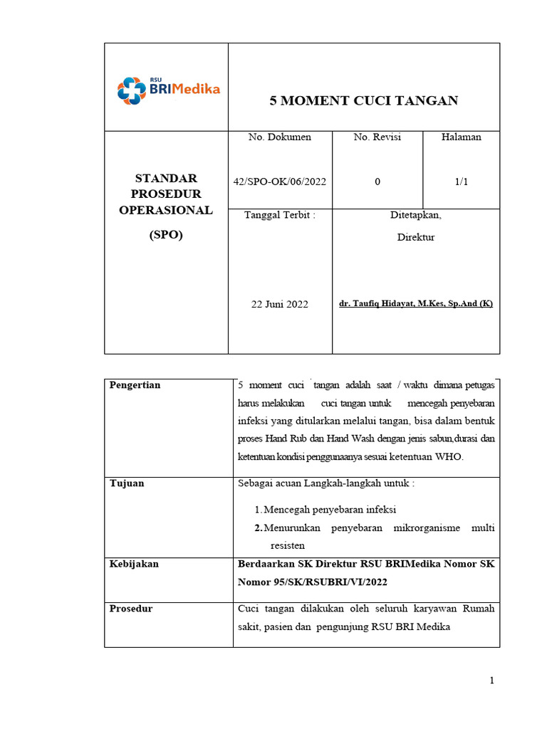 Sop 5 Moment Cuci Tangan | PDF
