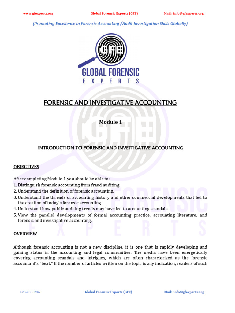 Forensic and Investigative Accounting Module 1 | PDF | Accounting ...